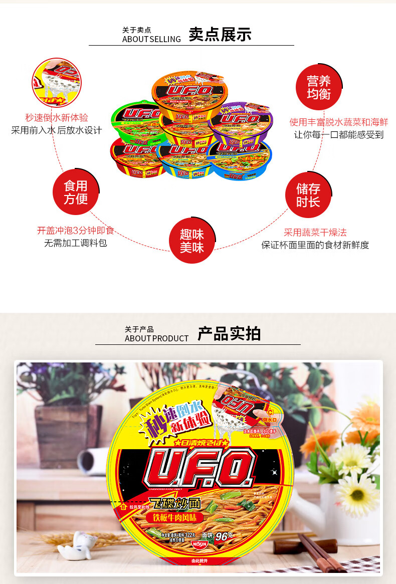 【日清方便面】日清 方便面 UFO飞碟炒面 鱼香肉丝风味124g*12整箱装节日礼盒礼品【行情 报价 价格 评测】-京东